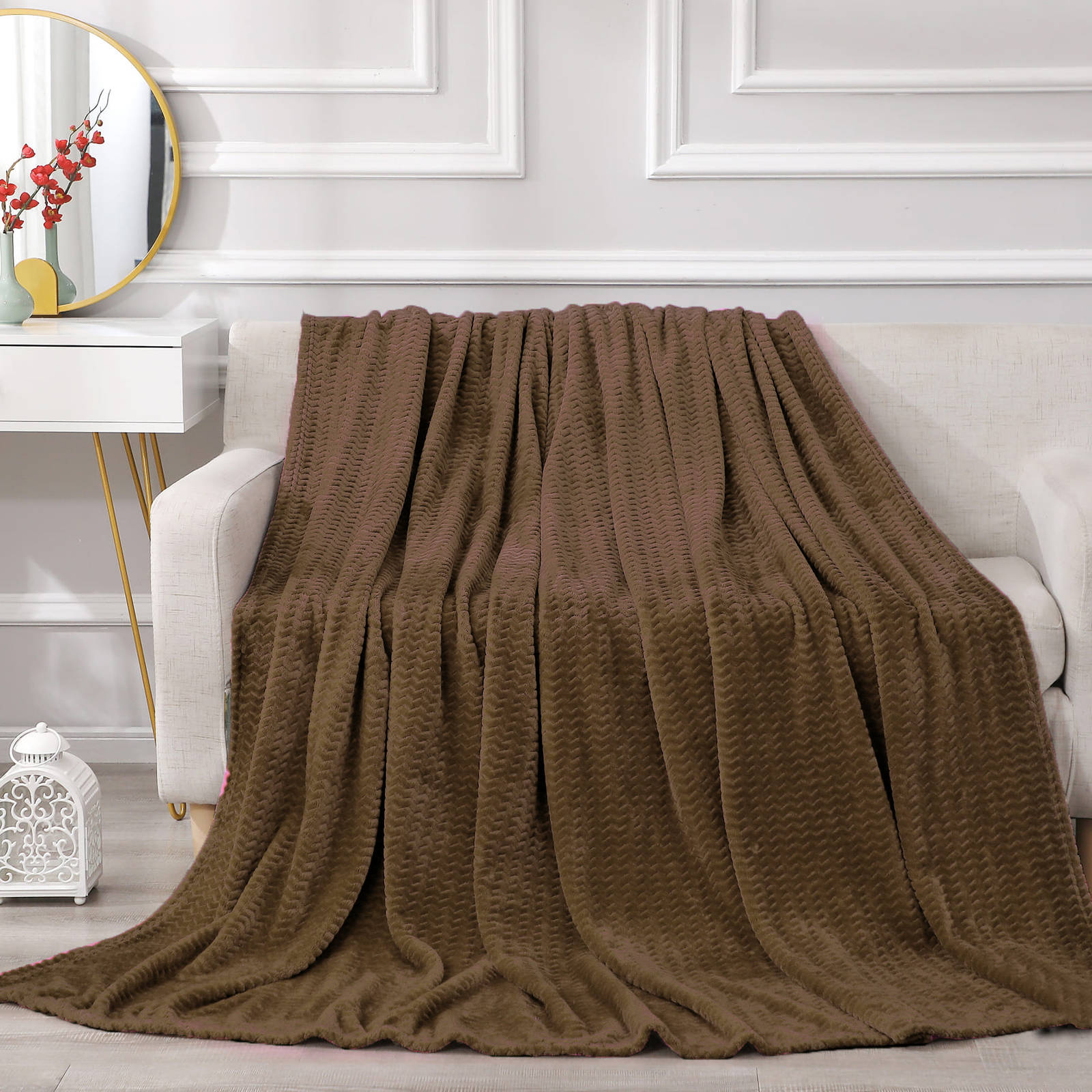 Koc tłoczony w zygzaki 160x200 brązowy | KOCE I NARZUTY JESIEŃ PREZENTY ...