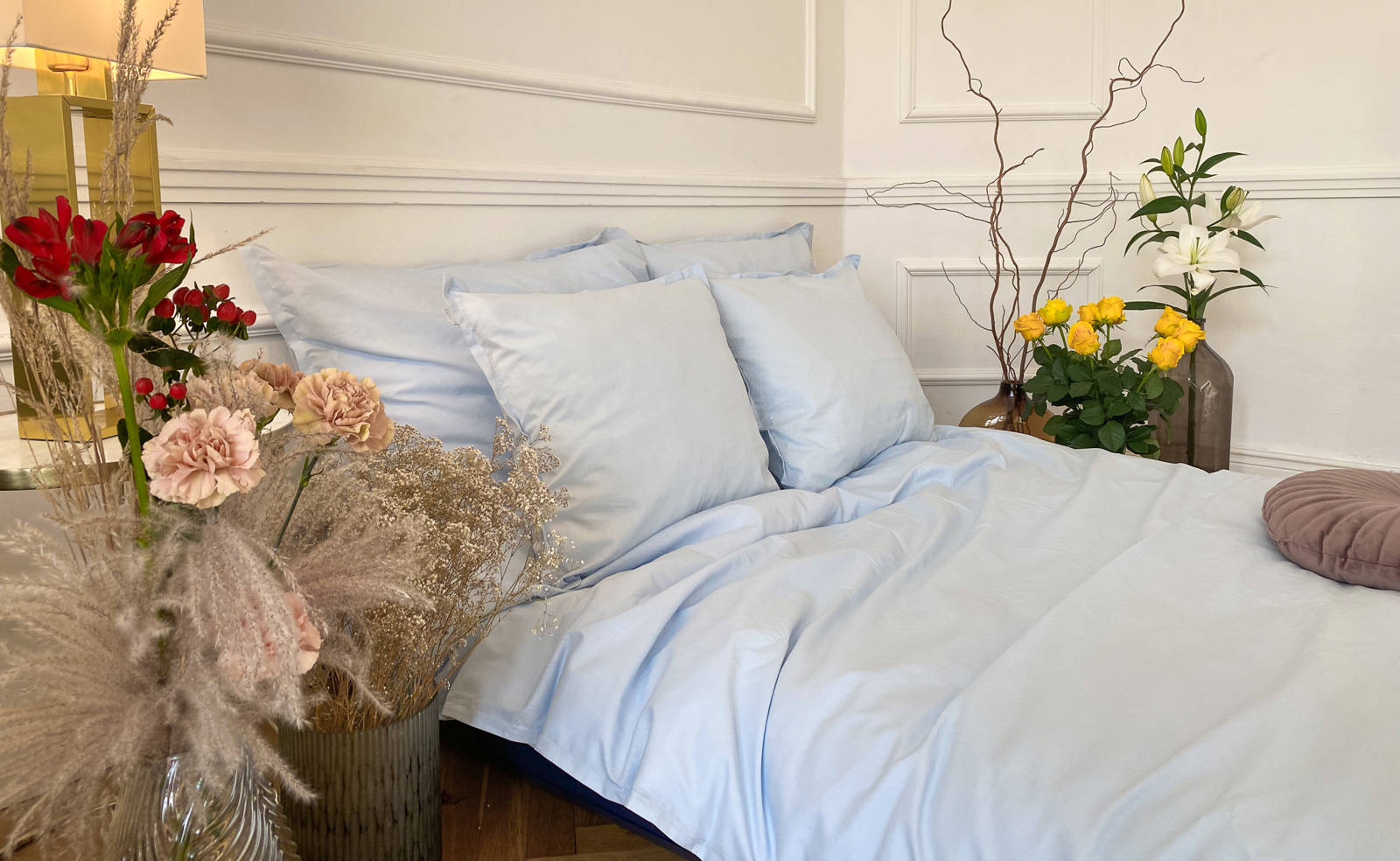 Komplet pościeli bawełnianej Ballad Blue 140/200 + 2 x 70/80 ...